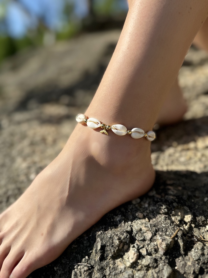 Gold seashell anklet store