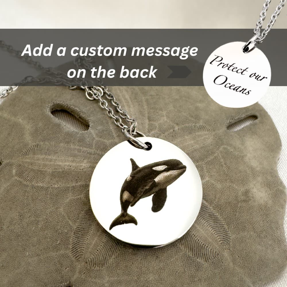 Orca Necklace- Custom Engraved Stainless Steel Pendant - Orca Legacy